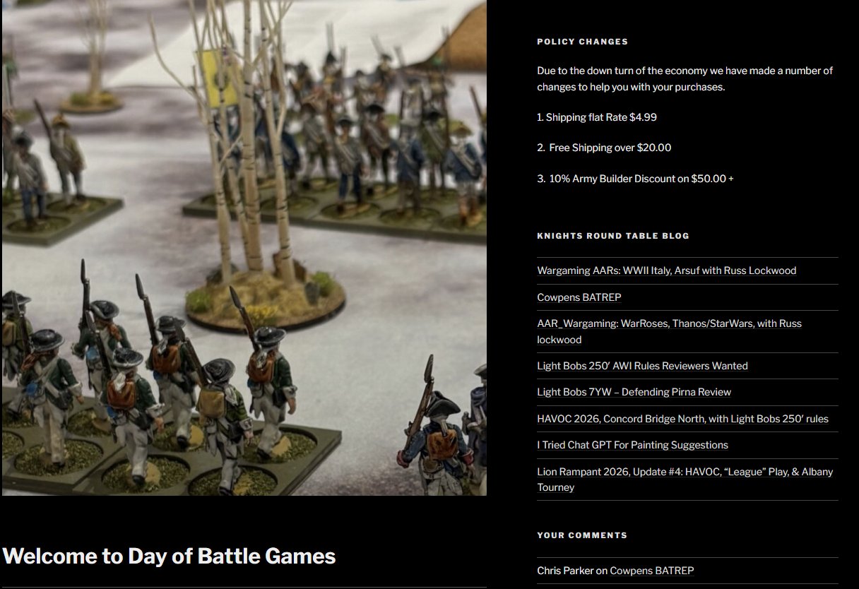 Shipping and Army Builder Discount Changes – Day of Battle Games